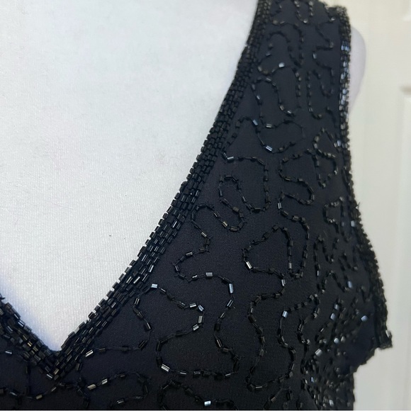 JMD New York | Dresses | Jmd New York Black Beaded Cocktail Dress Vneck ...